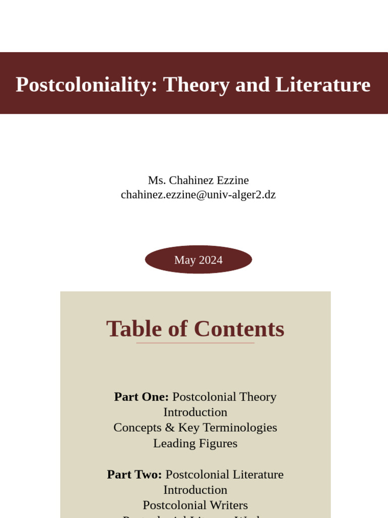 Postcolonial Theory and Literature Guide | PDF | Postcolonialism ...