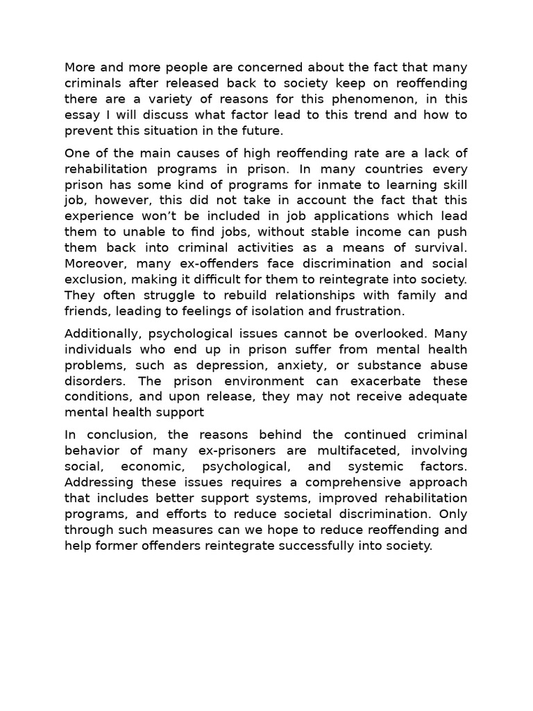 Causes and Solutions for Reoffending | PDF