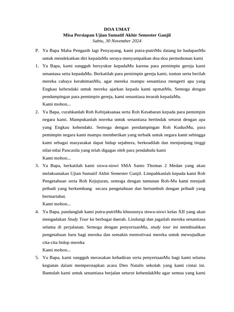 Doa Umat 30 Nov 2024 | PDF