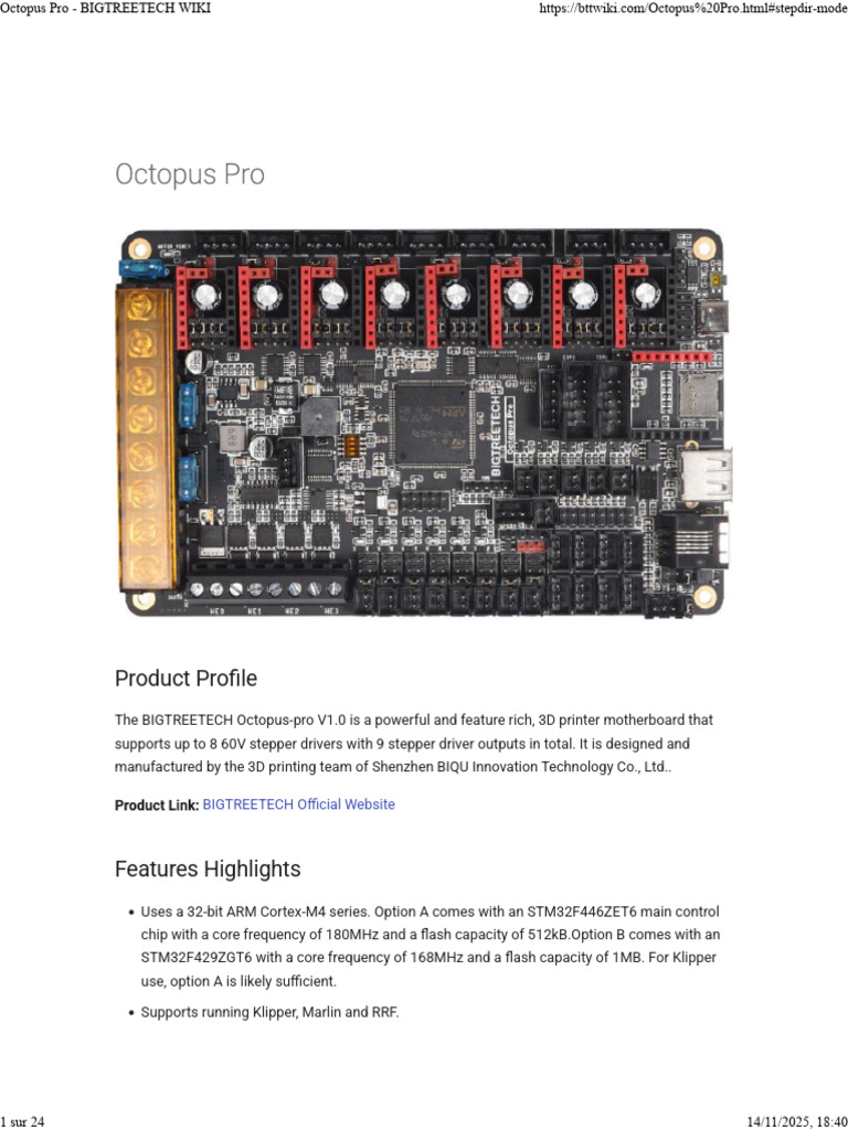 BIGTREETECH Octopus Pro V1.0 Overview | PDF | Computer Architecture ...