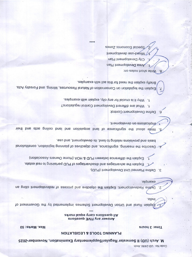 March Urbun Design Qustion Papers . | PDF