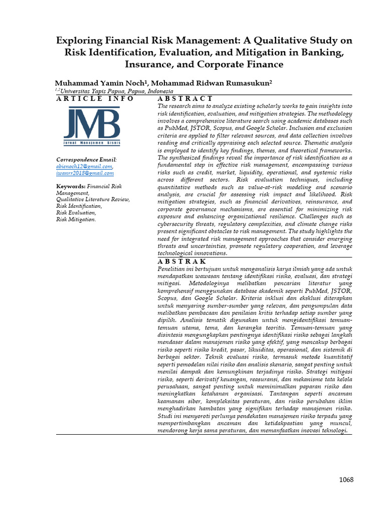 Publish JMB2 Mohammad+ridwan+rumasukun | PDF | Risk | Risk Management