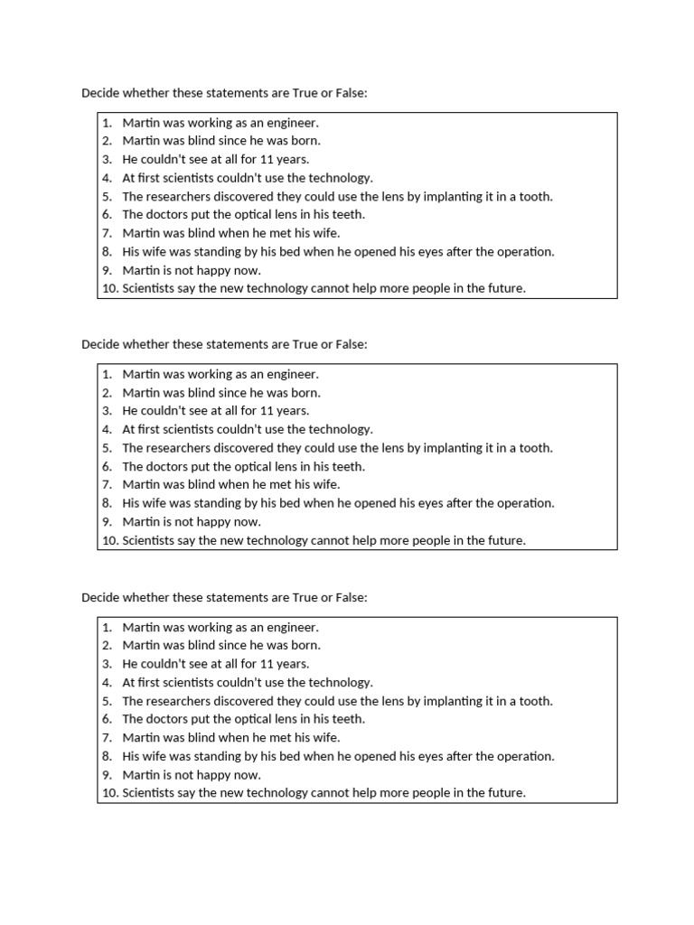 4 True-False Reading | PDF
