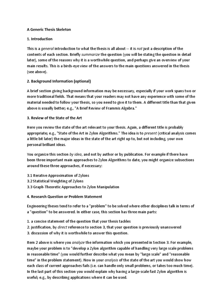 A Generic Thesis Skeleton Thesis Algorithms