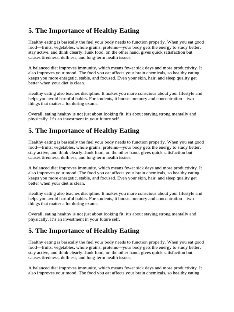 Benefits of Healthy Eating Explained | PDF | Healthy Diet | Foods