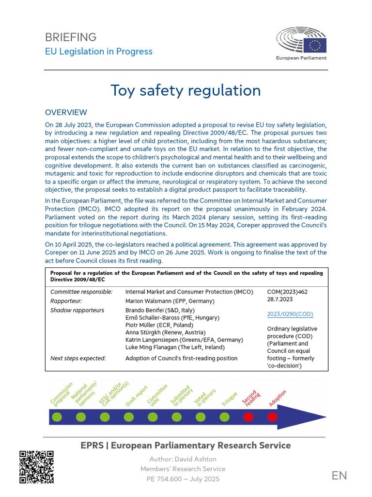 EU Toy Safety Regulation Update 2023 | PDF | Regulatory Compliance