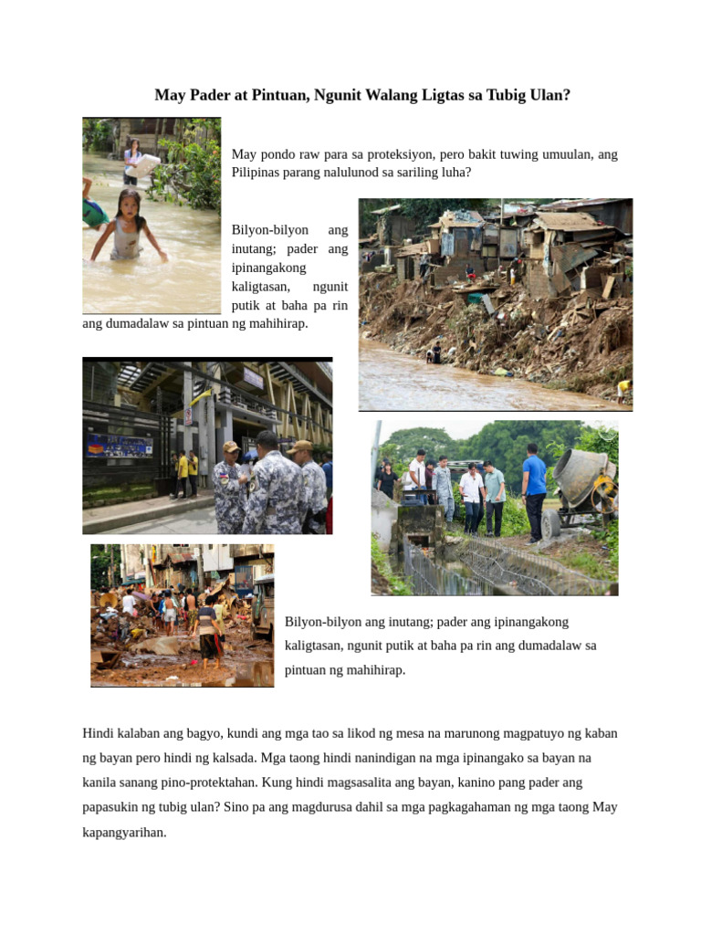 May Pader at Pintuan, Ngunit Walang Ligtas Sa Tubig Ulan (Myzel) | PDF