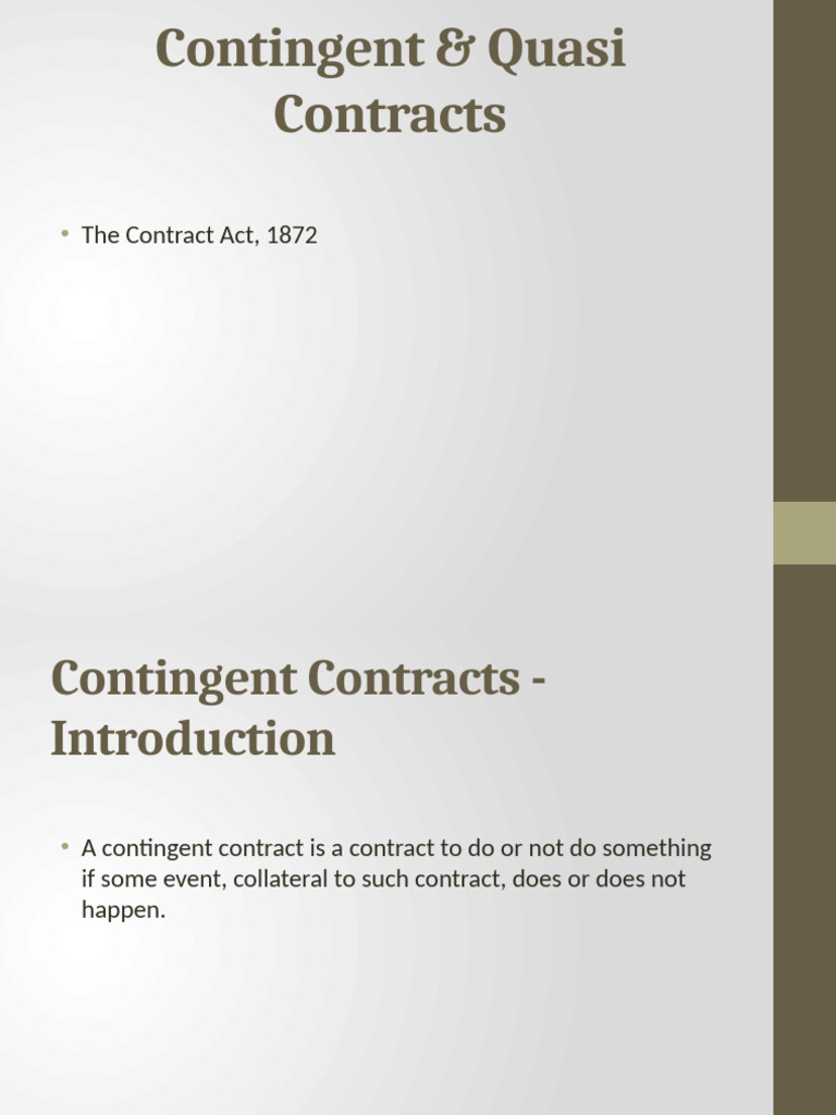 Contingent and Quasi Contracts Explained | PDF