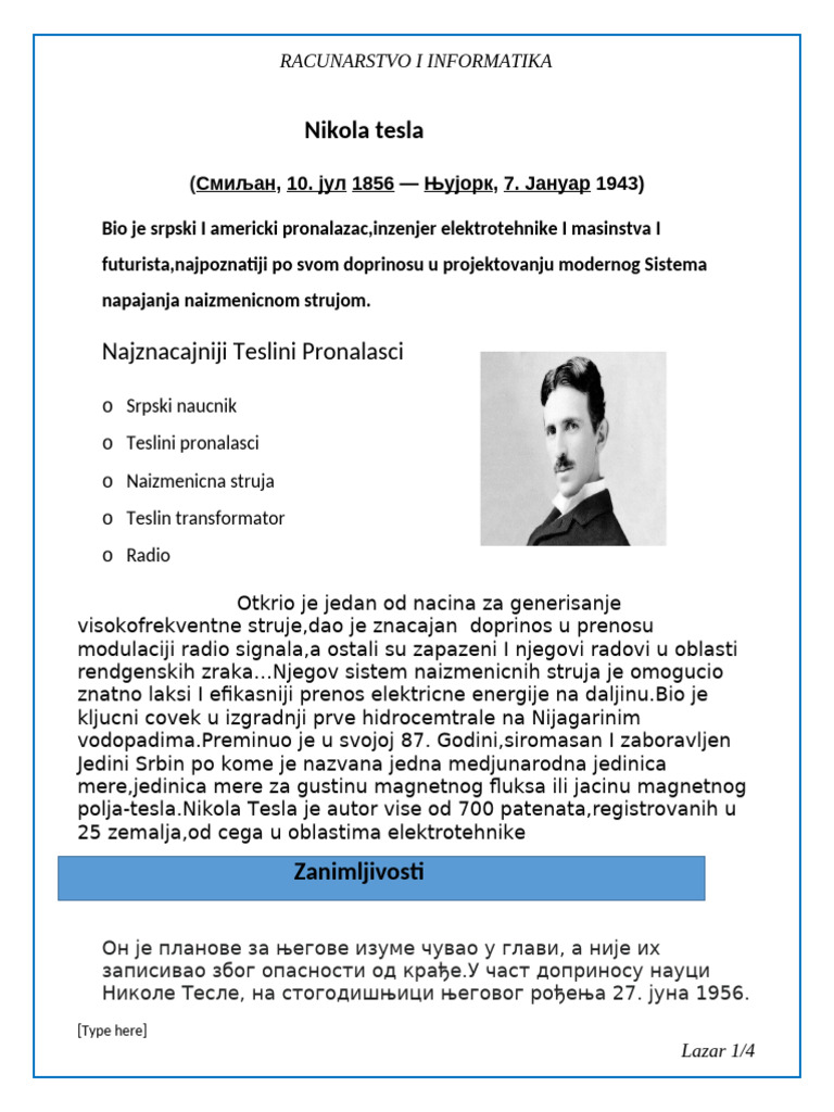 Nikola Tesla SRBIN | PDF