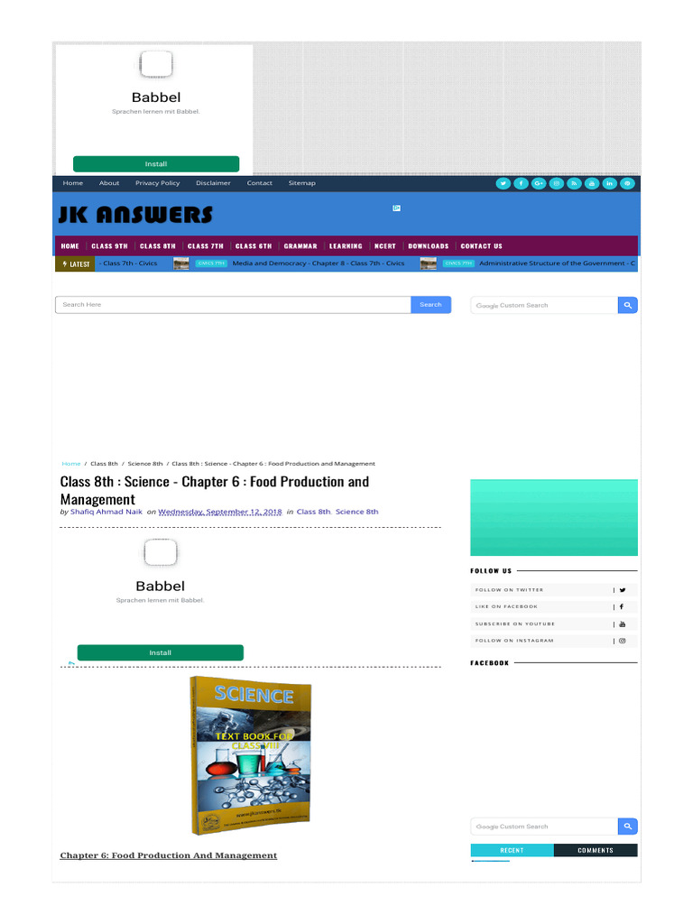 Class 8th Chapter 6 Food Production and - HTML | PDF | Manure | Sowing