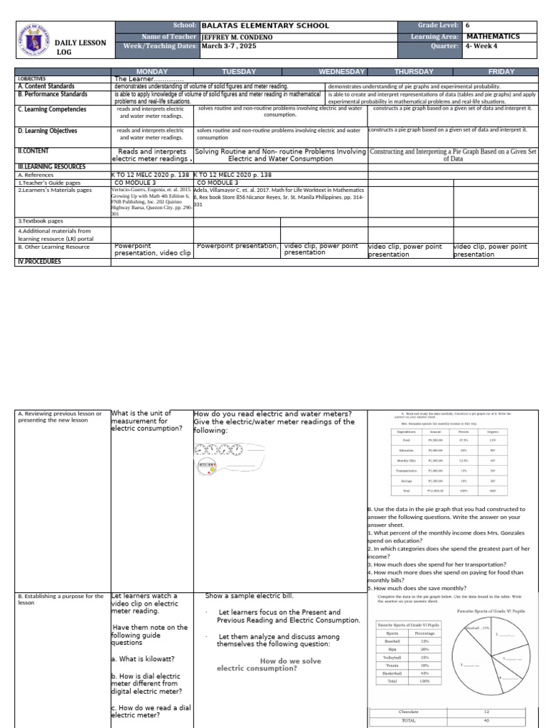 DLL Math 6 - Q4-W4 | PDF