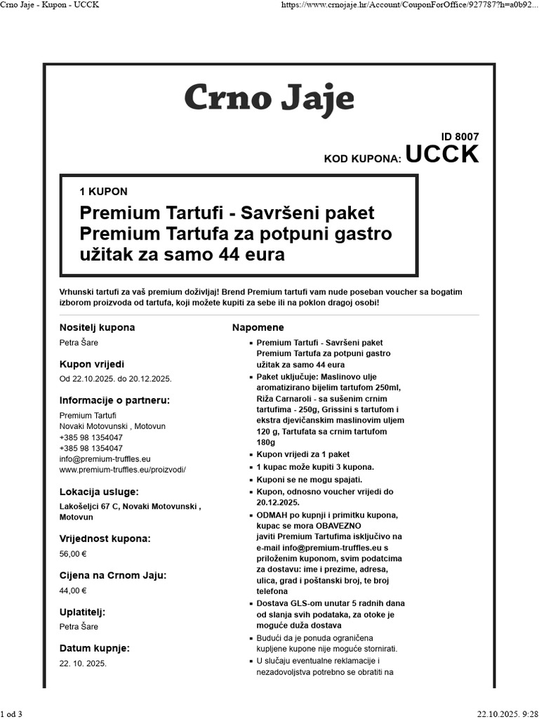 Crno Jaje - Kupon - UCCK2 | PDF