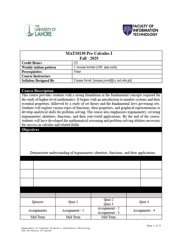 Outline Precalculus 1 | PDF | Trigonometric Functions | Function ...