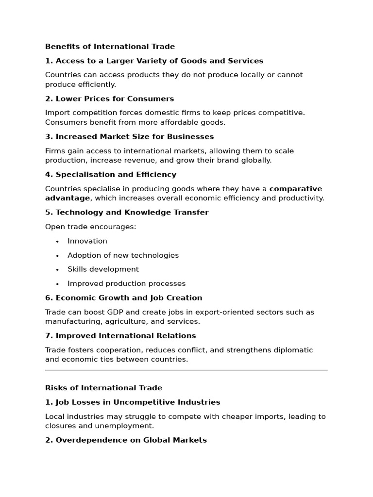 Benefits of International Trade | PDF