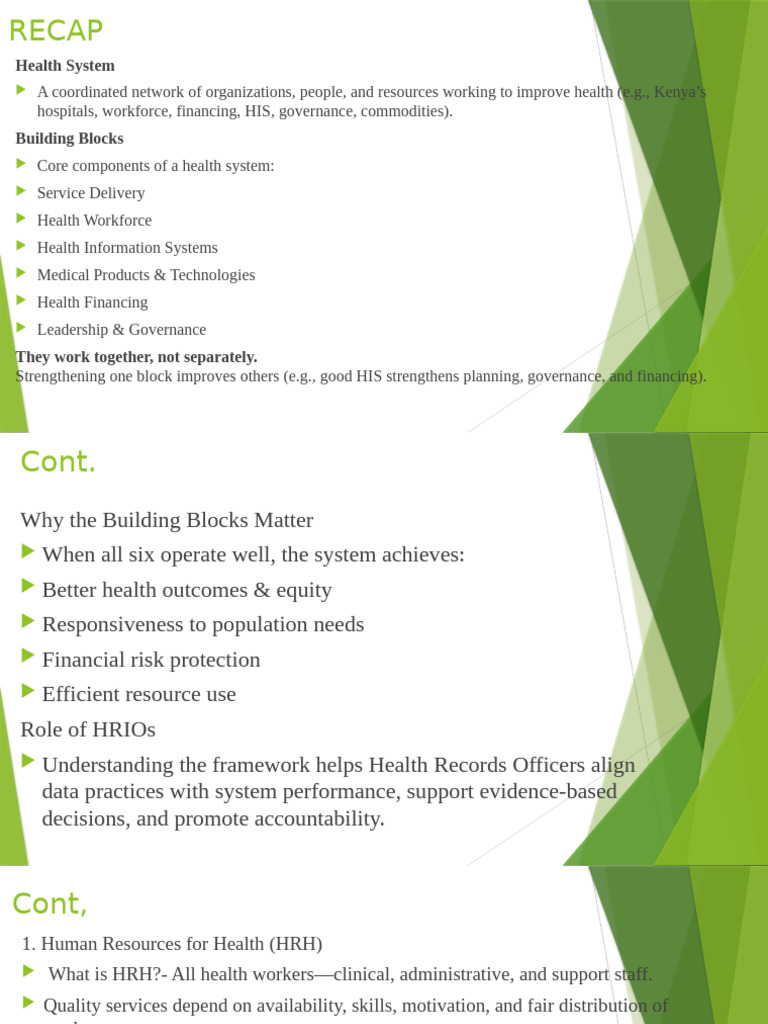 6 Health Systems Building Blocks - Cont. | PDF | Governance | Health ...