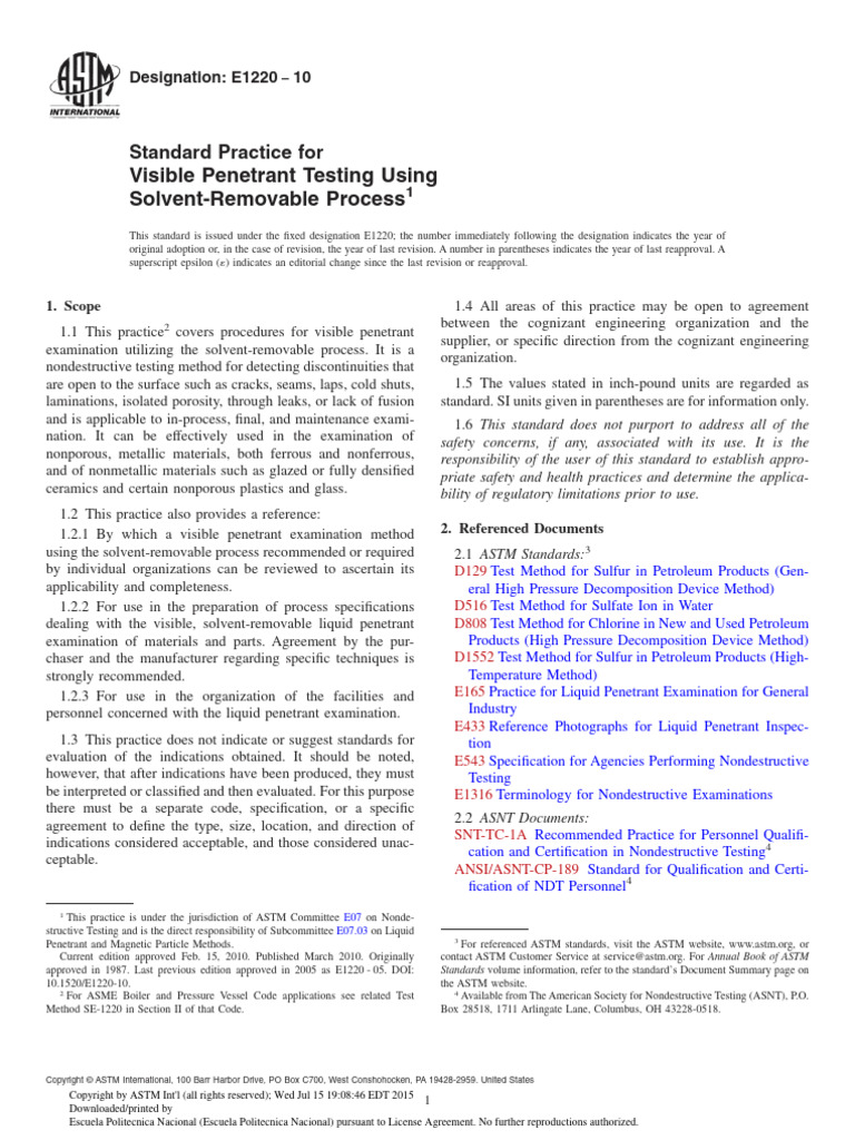 Solvent-Removable Penetrant Testing Guide | PDF | Nondestructive ...