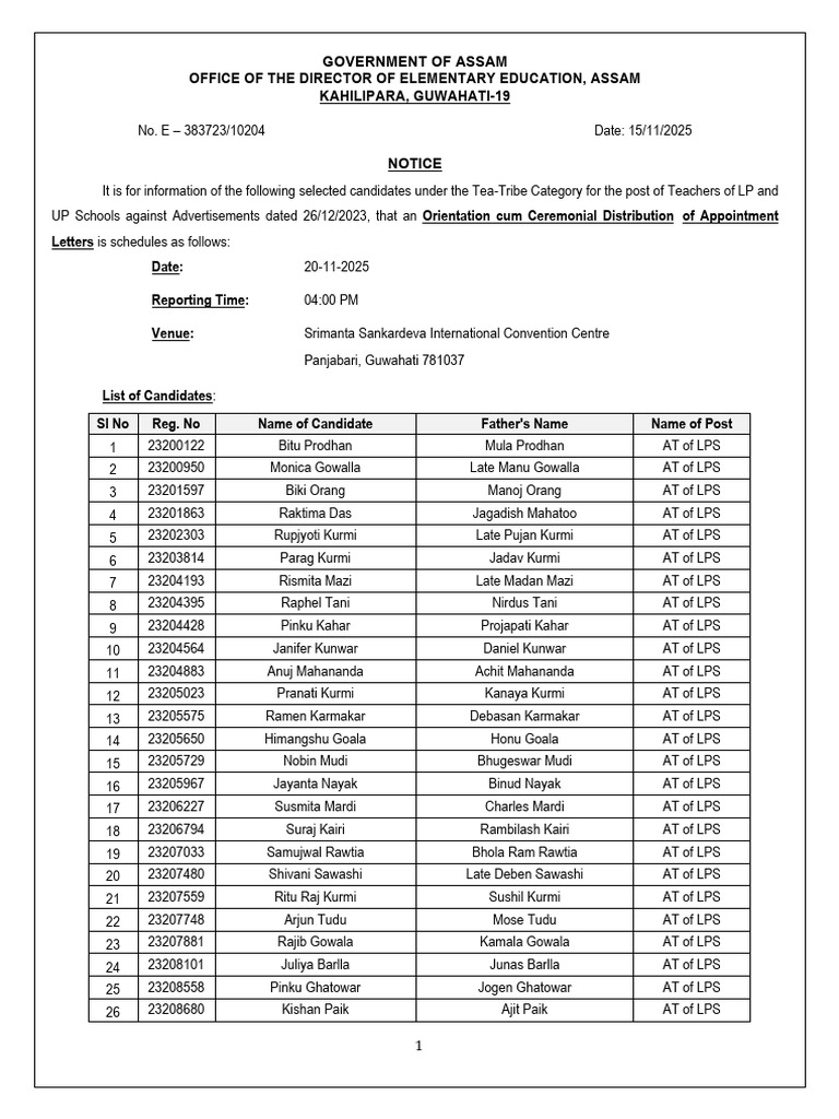 Notice Regarding Orientation Programme 20112025 | PDF