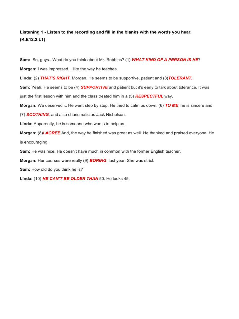 Student Impressions of Mr. Robbins | PDF