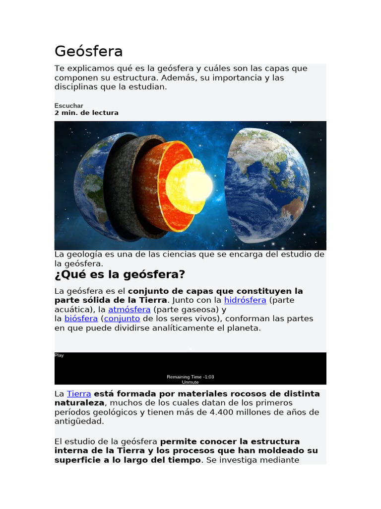 Estructura y estudio de la geósfera | PDF | Geología | Tierra