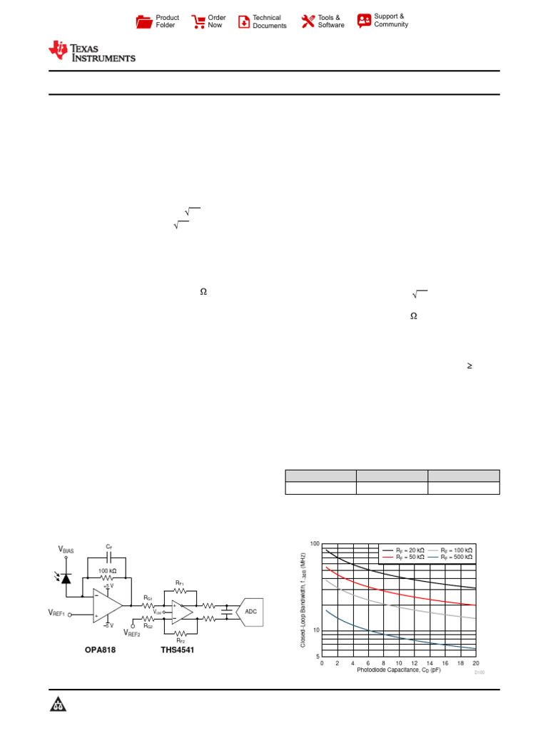 OPA818 High-Speed Operational Amplifier | PDF | Amplifier ...