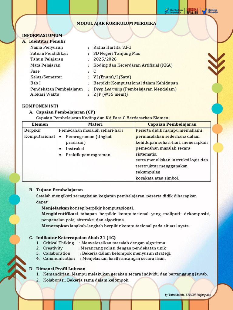 Modul Koding dan Kecerdasan Artifisial SD | PDF