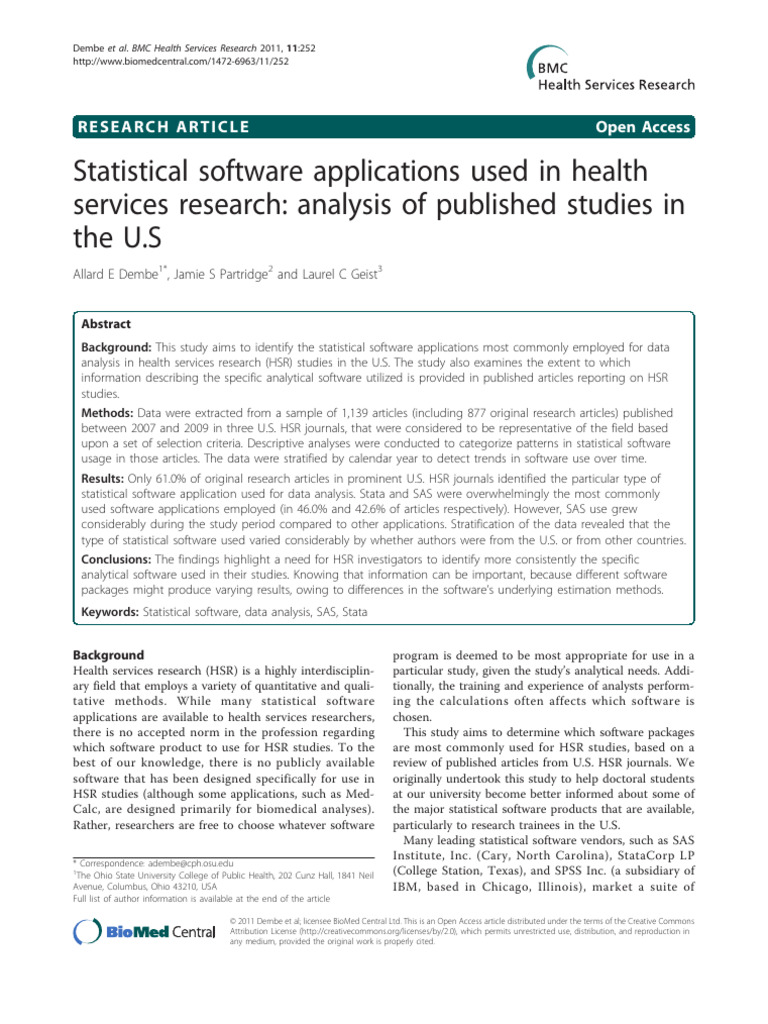 Statistical Software in U.S. Health Research | PDF | Sas (Software ...