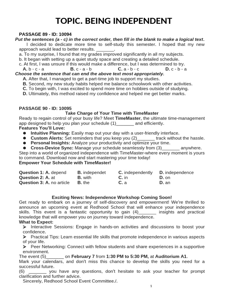 Being Independent | PDF | Adolescence | Disciplines