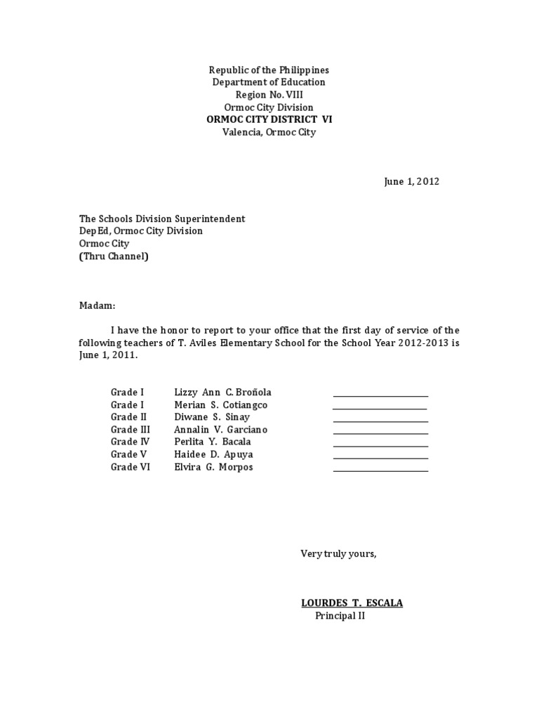 First Day of Service | PDF