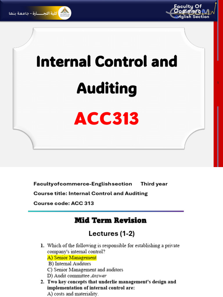 Mid Term Revision - Internal Control and Auditing | PDF | Internal ...
