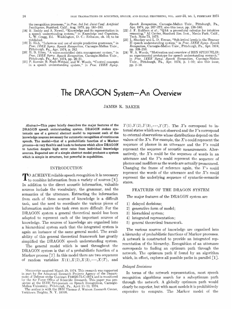 The DRAGON System - An Overview | PDF | Phonology | Word