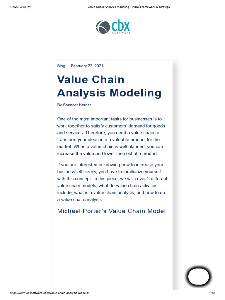 Value Chain Analysis & VRIO Framework Guide | PDF | Value Chain ...