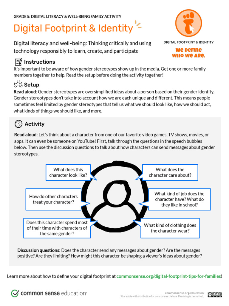 3..family Activity - Digital Footprint & Identity - Grade 3-5 | PDF ...