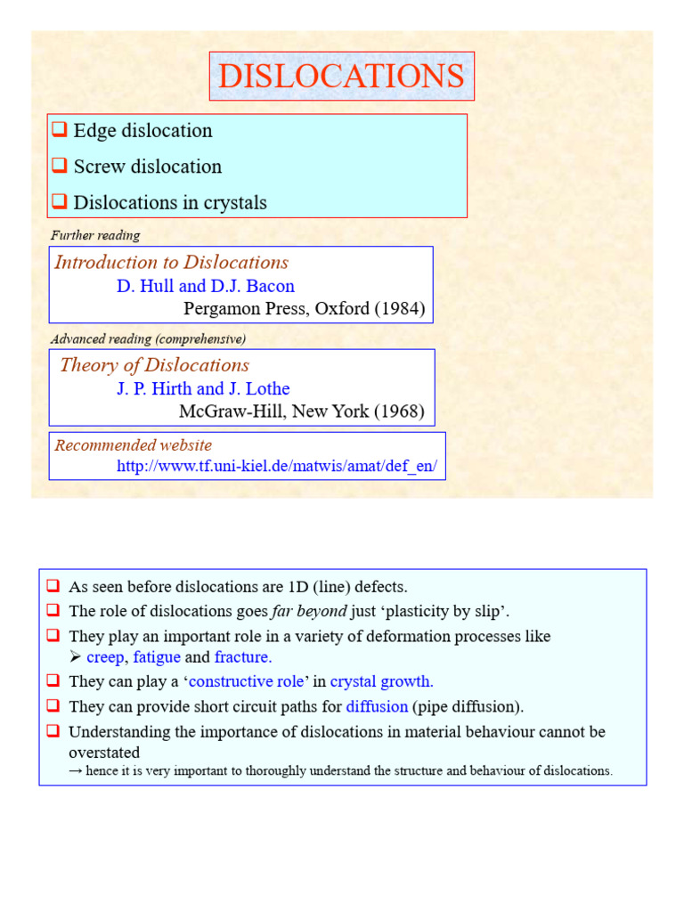 Dislocations | PDF | Dislocation | Plasticity (Physics)