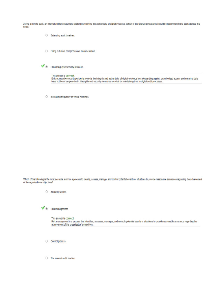 Study Unit 2 - Components of Internal Audit Engagements - MCQs | PDF