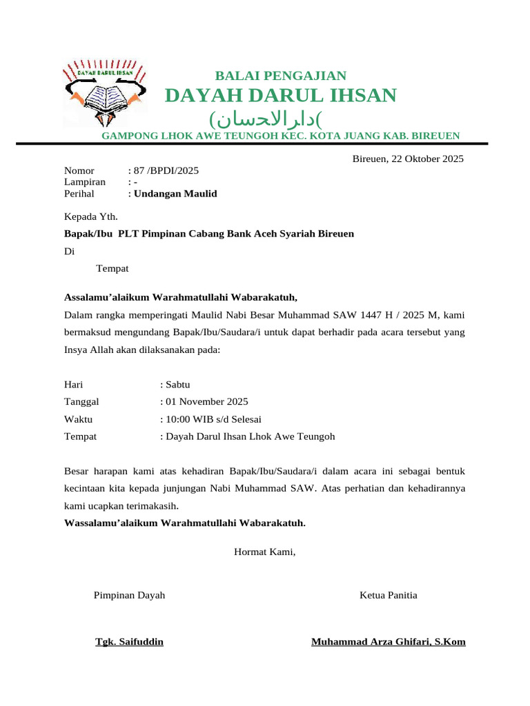 Undangan Maulid Ddi 2025 | PDF