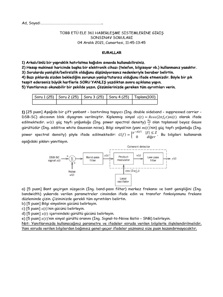 ELE361 2021 3gu Êz 3 Sons Nav Yan Tlar | PDF