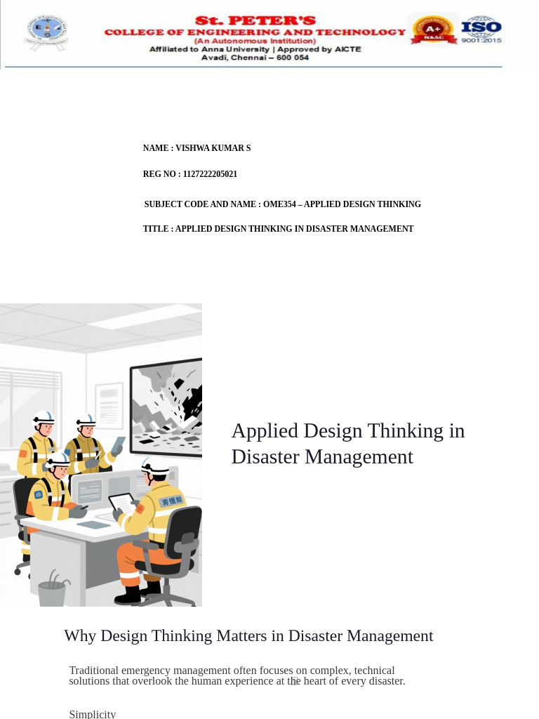 Applied Design Thinking in Disaster Management | PDF | Design Thinking ...