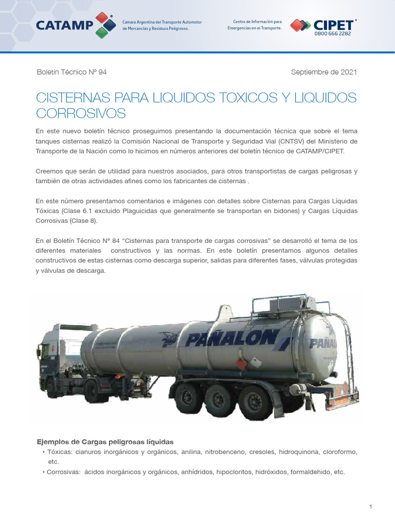Boletín Técnico Nº94 - Cisternas para Liquidos Toxicos y Liquidos ...
