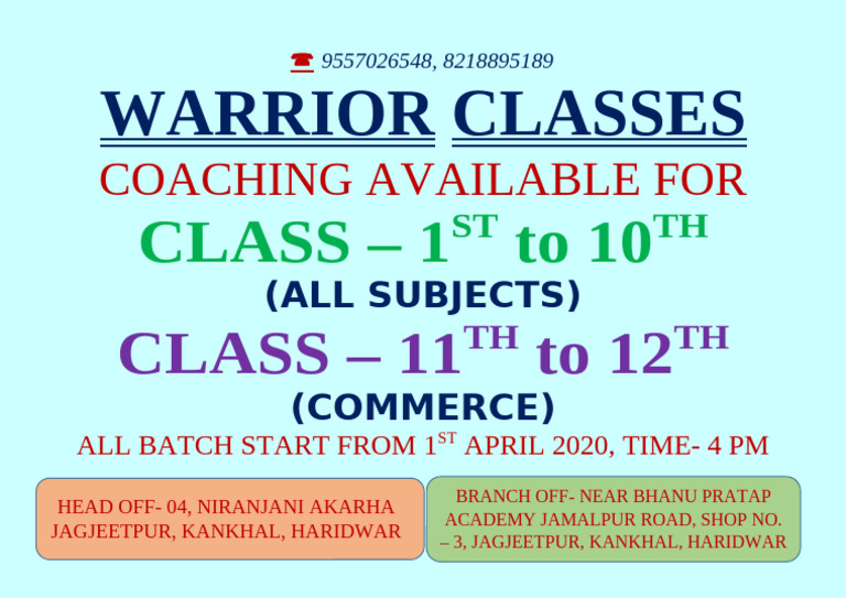 Warrior Classes 1to 12 | PDF