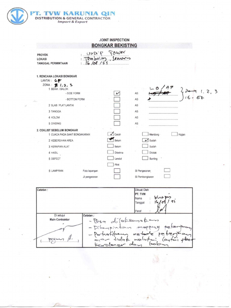 Ijin Bongkar Tembereng Zona 2 Dan 3 Lt. GF 16082025 | PDF