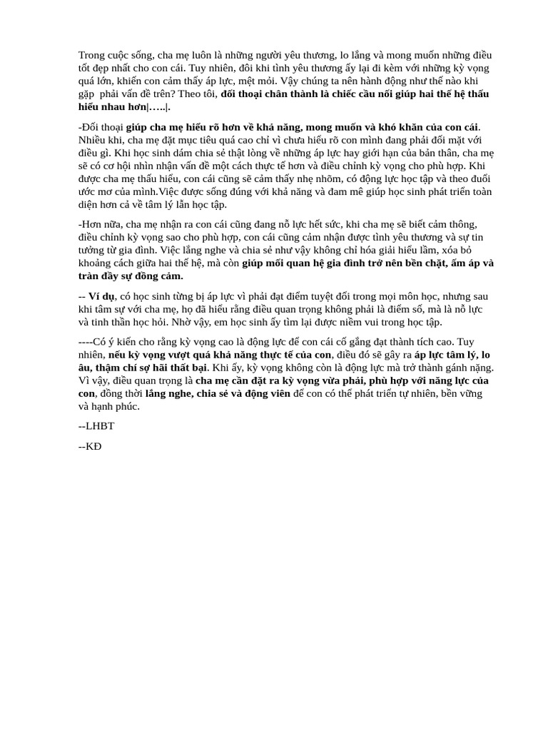 High Expectation of Parents | PDF