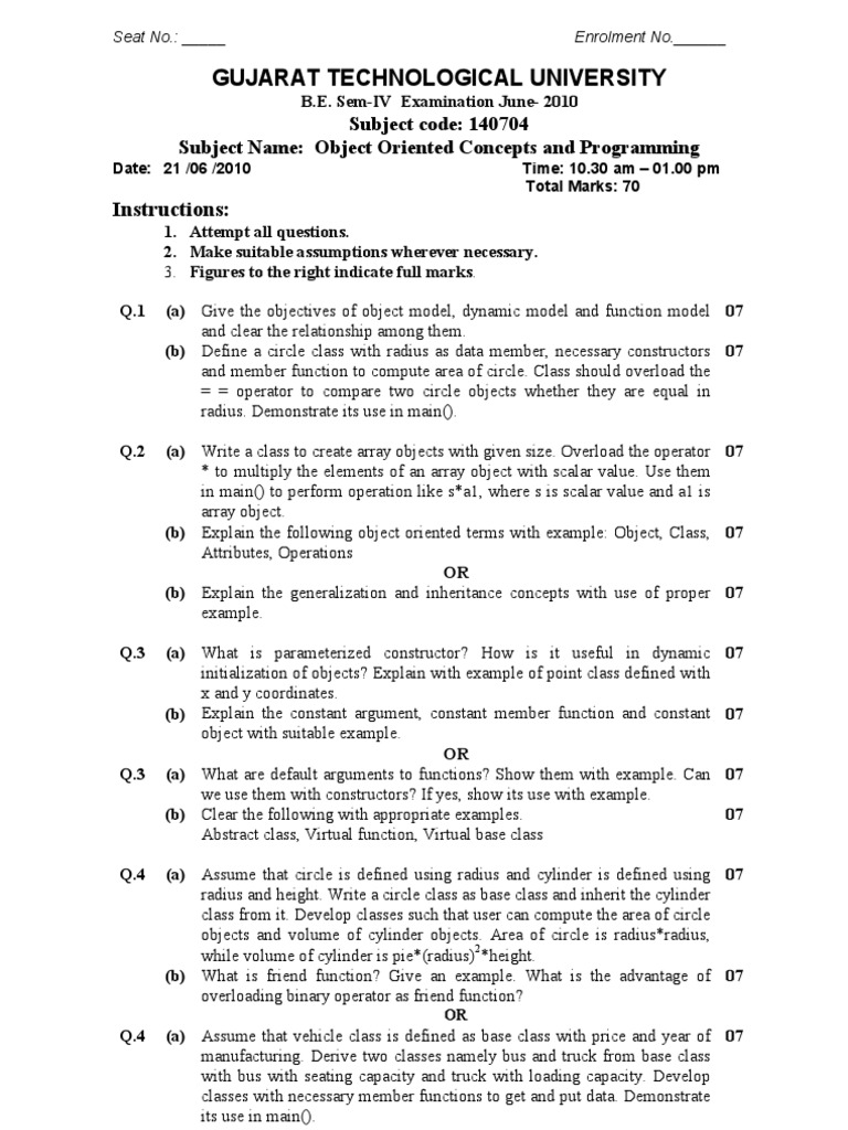 10 140704 Institute Elective 1 Object Oriented Concepts And Programming Pdf Object 