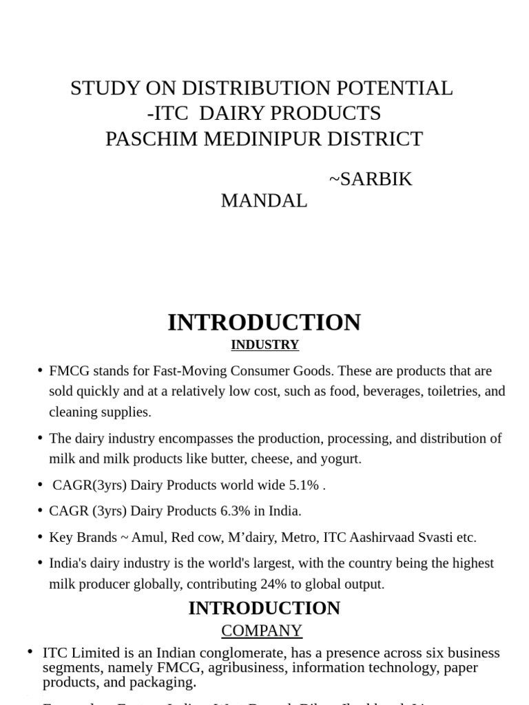ITC Dairy Products Distribution Study | PDF | Retail | Dairy