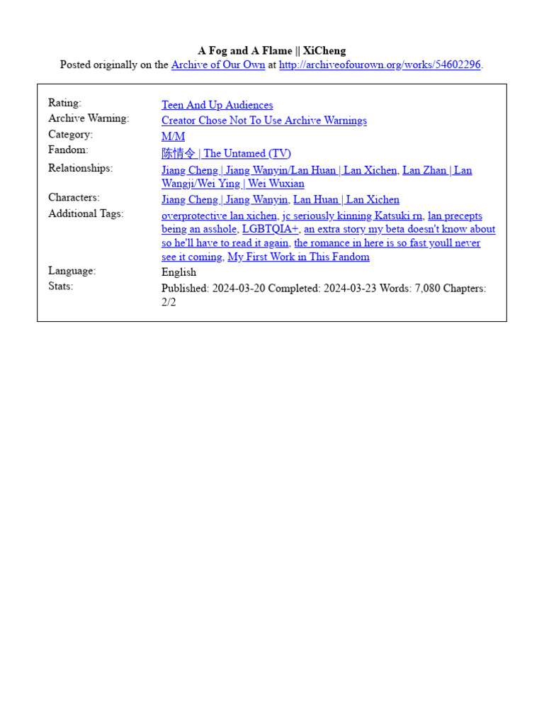 A Fog and A Flame | PDF