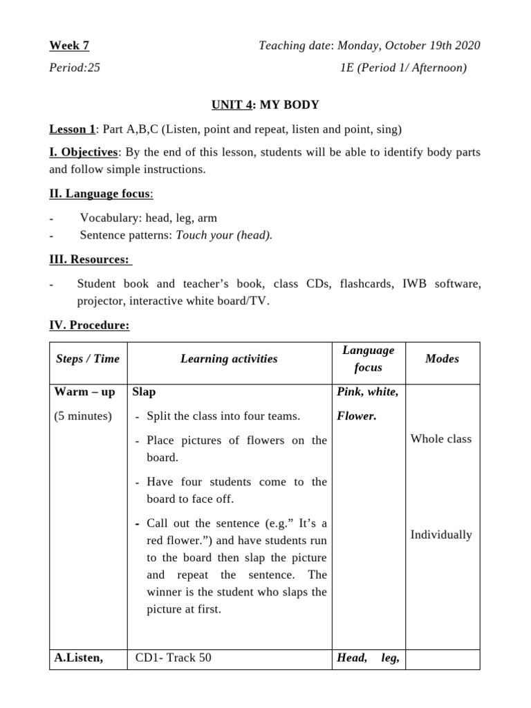 Lesson Plan Grade 1-Week 7 | PDF | Phonics | Vocabulary