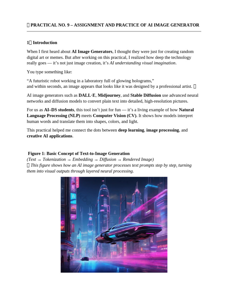 ? Practical No. 9 - Practice and Usage of AI Image Generator-1 | PDF ...