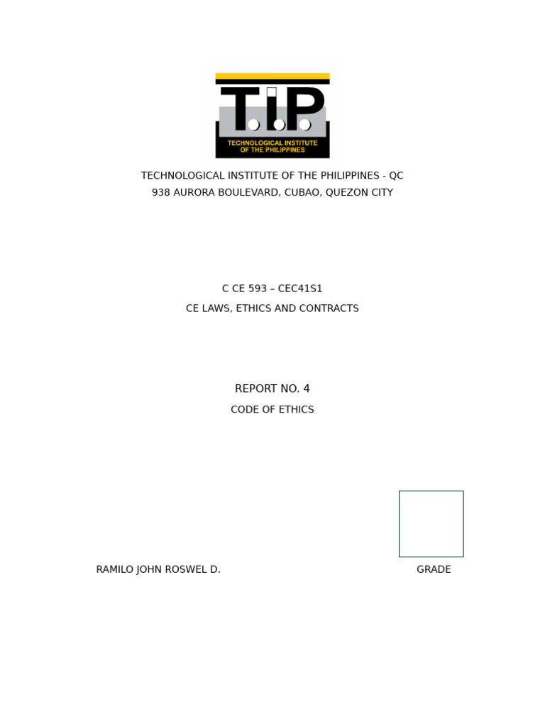 Report 4 - Code of Ethics | PDF | Confidentiality | Safety