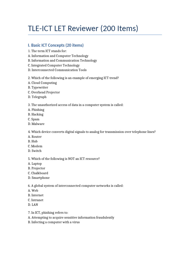 Tle Ict Let Reviewer | PDF | Malware | Computer Virus