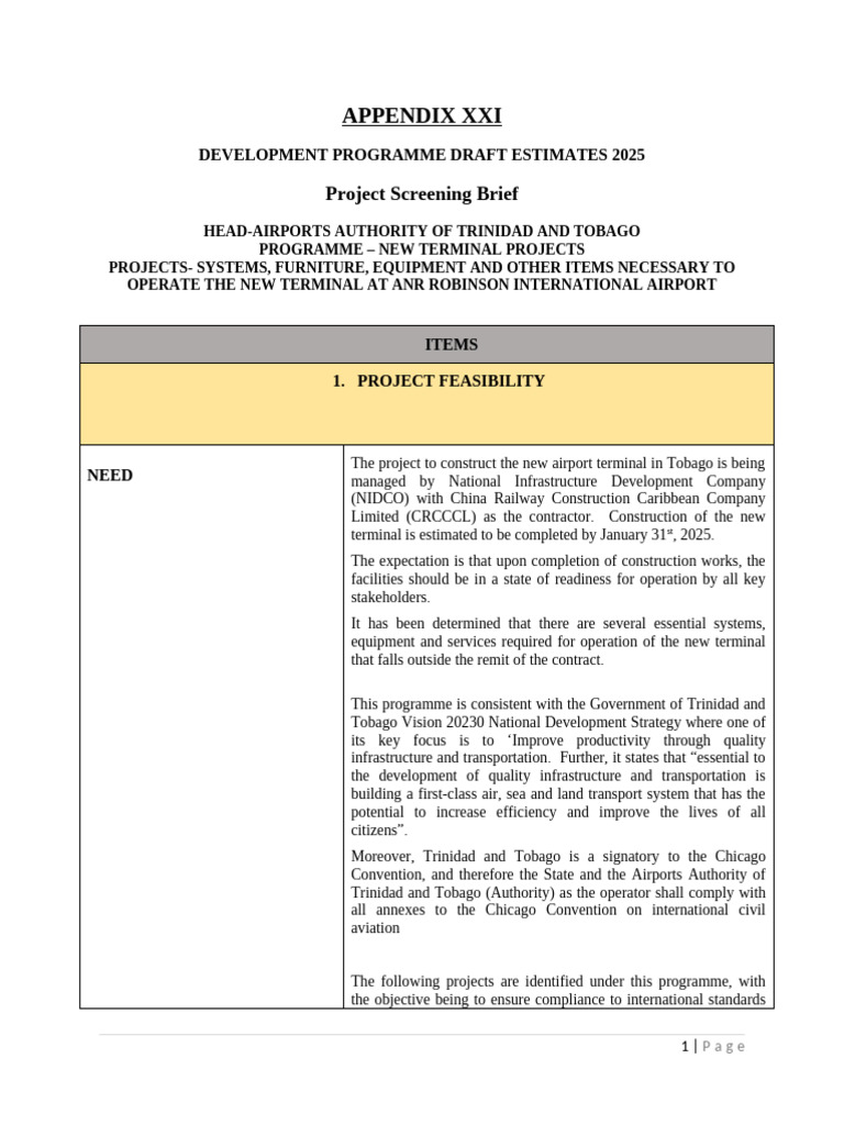 Tobago New Airport Terminal Project Plan | PDF | Airport ...