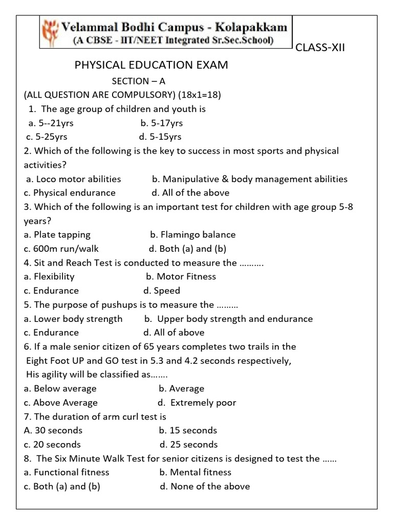 Physical Education Exam Paper 1 Unit 7& Unit4 | PDF | Muscle ...